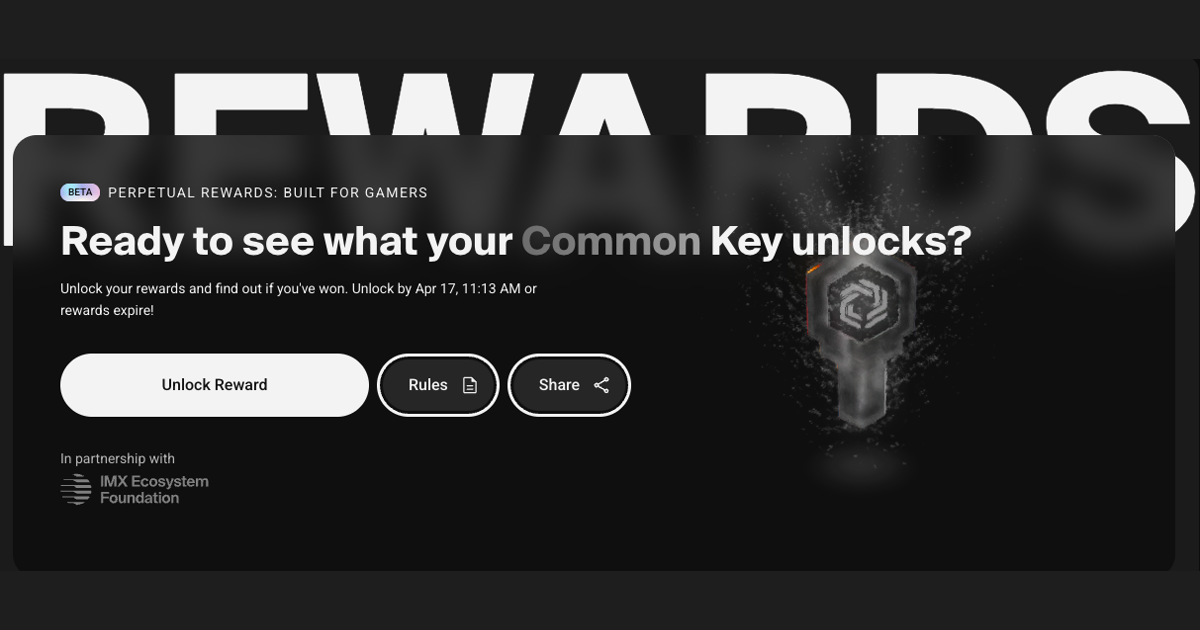 I just won a Common Key! | Immutable Play